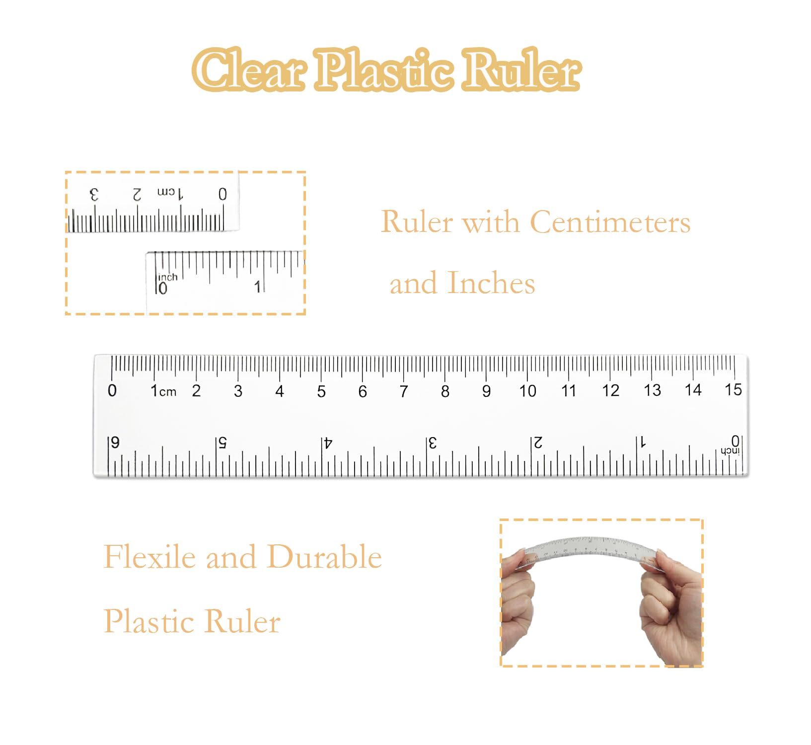Snapklik.com : Zotemo 2 Pack 6 Inch Clear Plastic Ruler, 15 Cm Straight ...