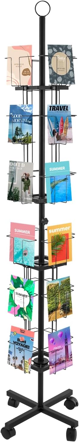 Amazon.com: DDYOOK Rotating Greeting Card Rack, 24 Pocket 6 Tier ...