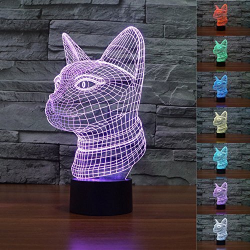 Amazon.com: SUPERNIUDB 3D Cat Night Light Acrylic 3D LED USB 7 Color ...