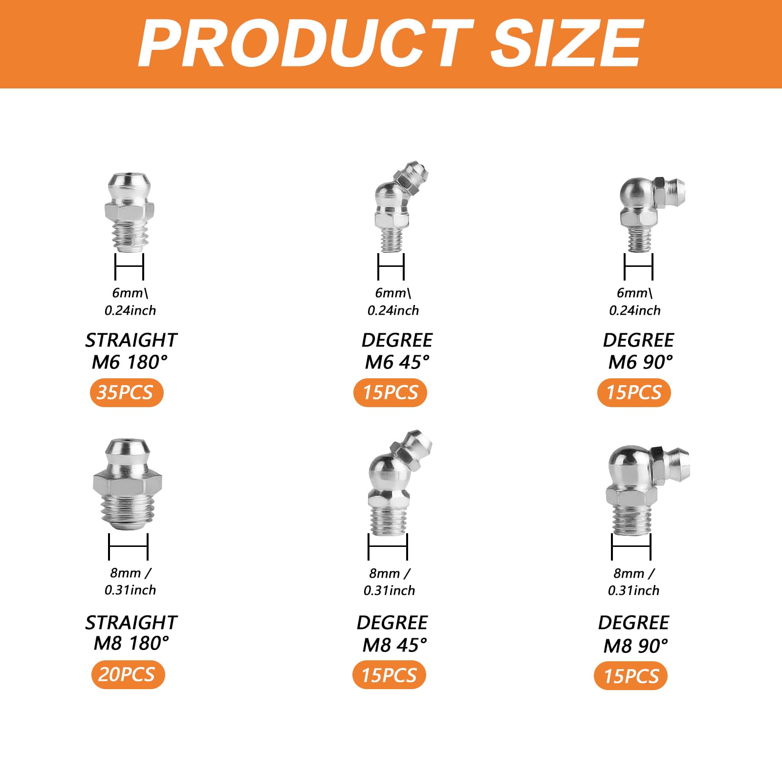 Snapklik.com : 115 Pcs Metric Grease Fittings Kit - Hydraulic Zerk ...