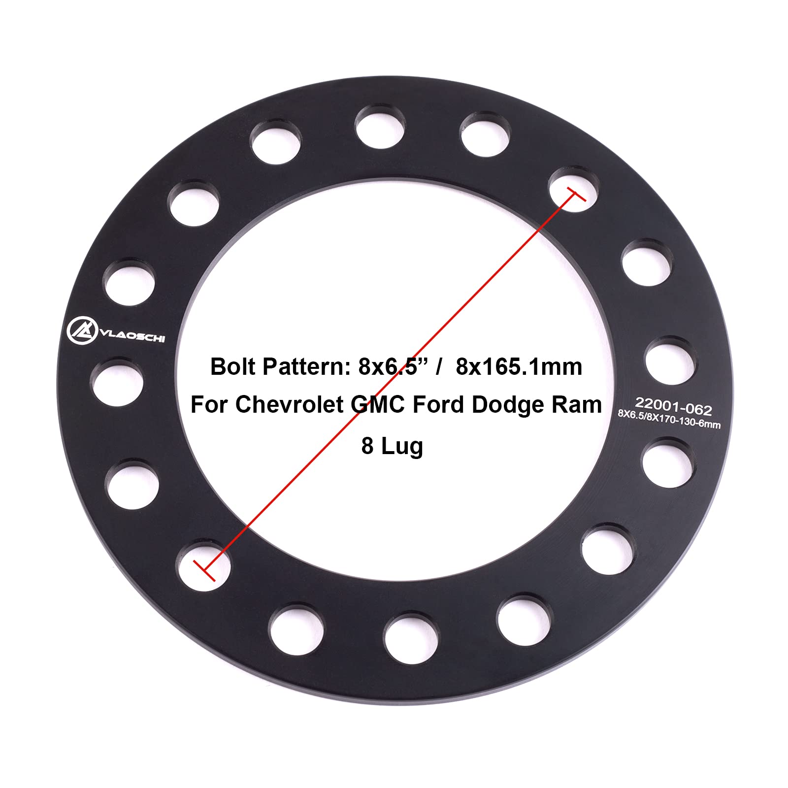 Snapklik.com : VLAOSCHI Black 8x65 8x1651 8x170 8x180 Wheel Spacers 1/4 ...