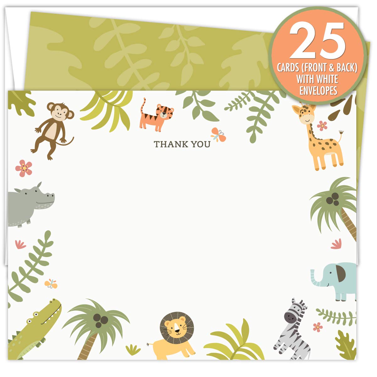 Animal Thank You Jungle Animals Thank You Card Template Safari Animals ...