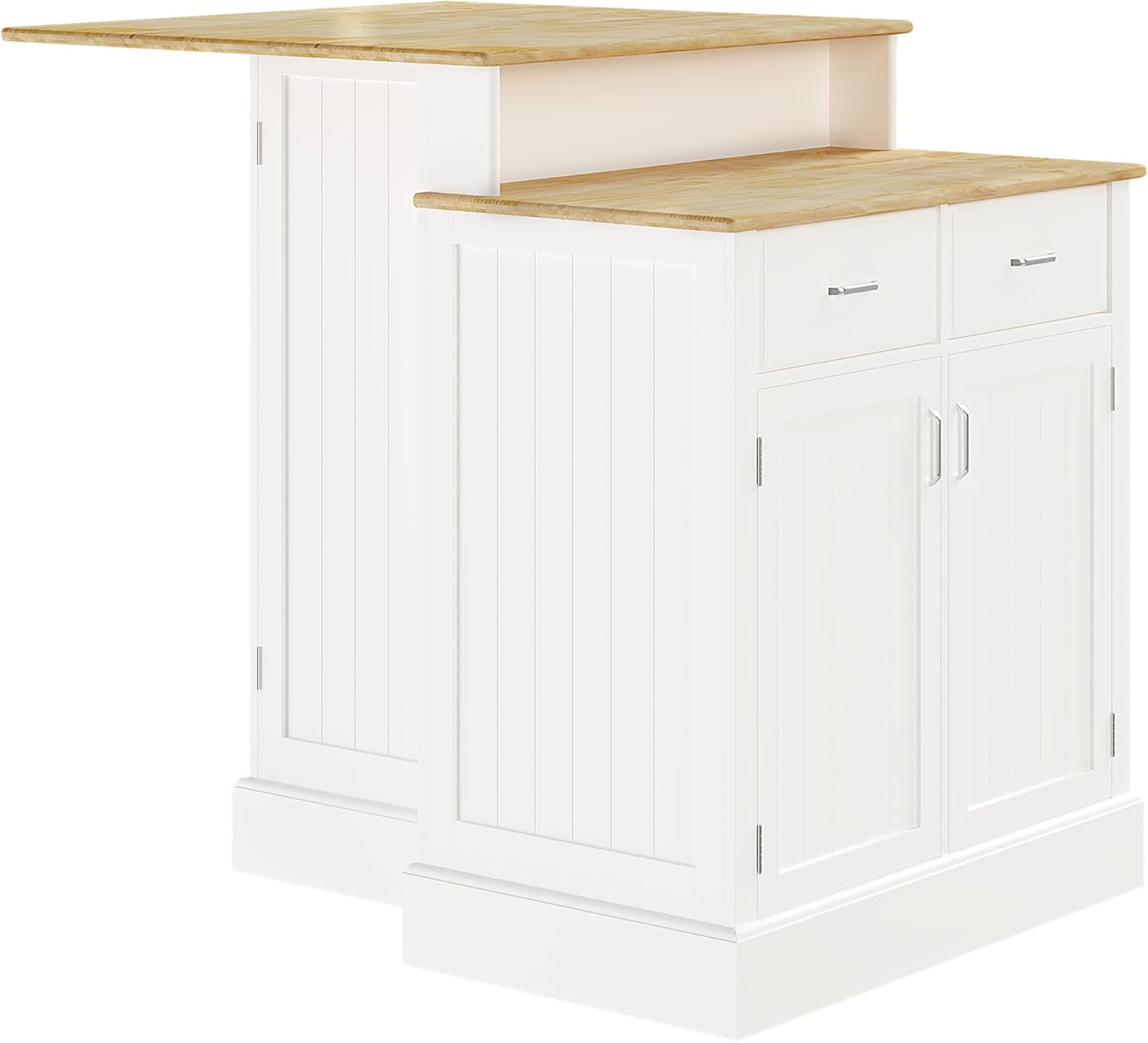 Amazon.com: HOMCOM Stationary Kitchen Island with Storage, Island Table ...