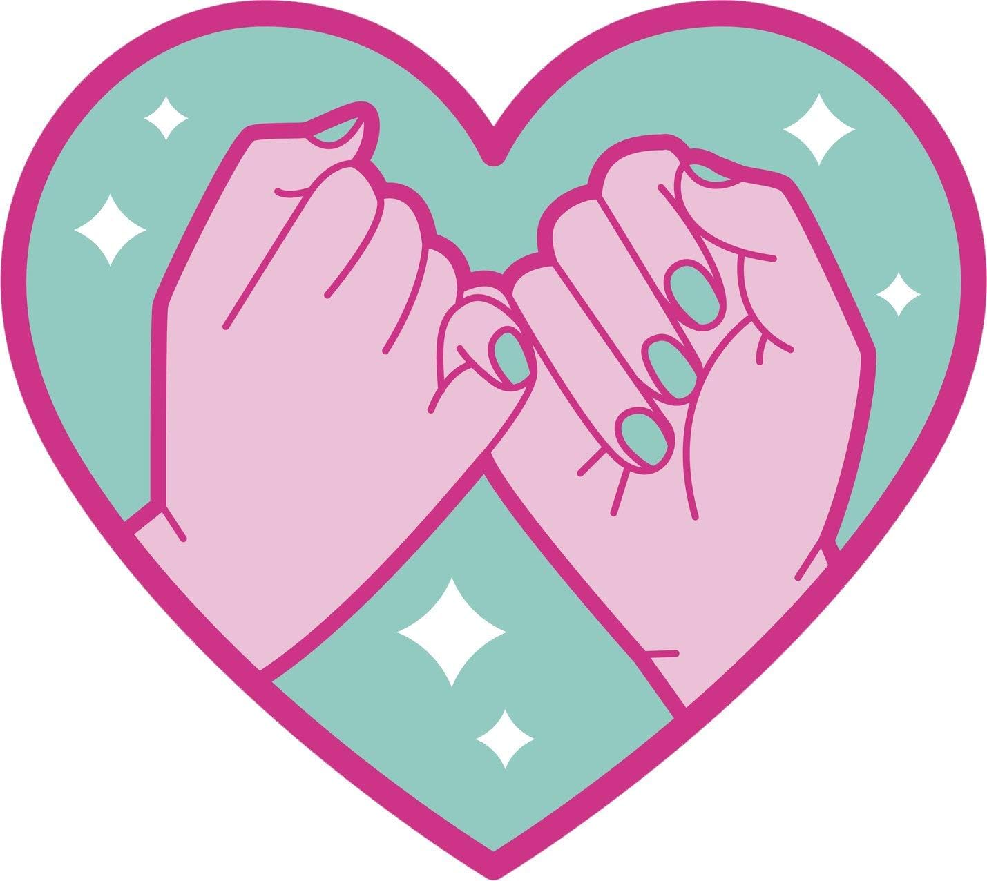Amazon.com: EW Designs Pretty Girly Pink Teal Pinky Promise BFF Heart ...