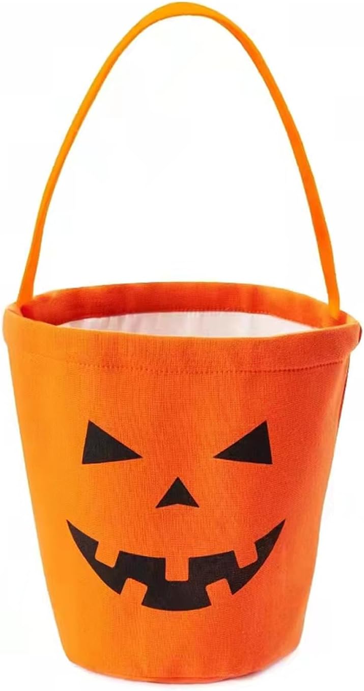 Amazon.com: Halloween Baskets Canvas Halloween Buckets Halloween Trick ...