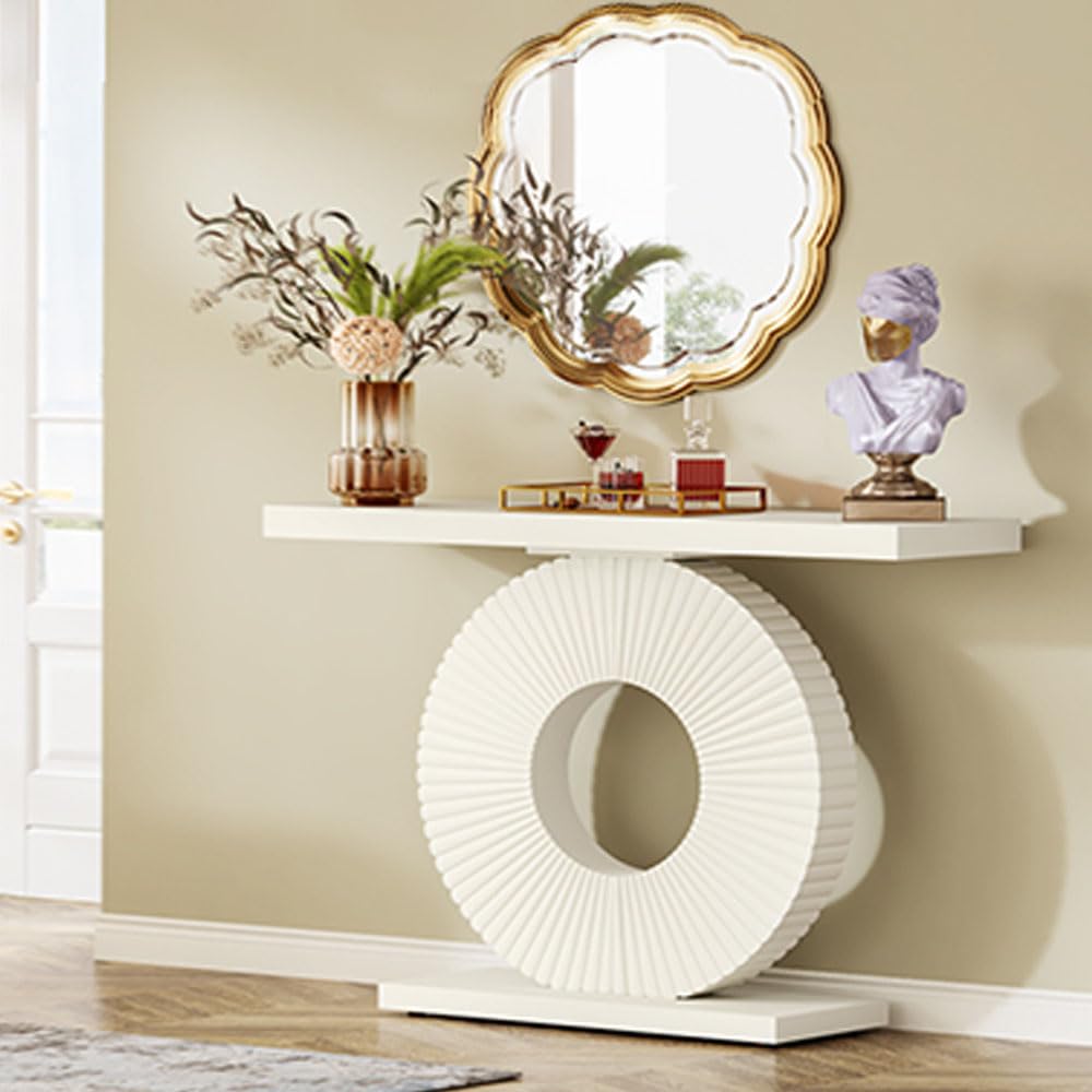 Tribesigns Console Table, Hall table with a round, flower-shaped base ...