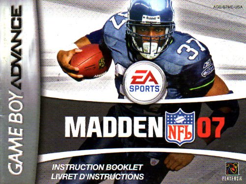 Amazon.com: Madden NFL 07 GBA Instruction Booklet (Nintendo Gameboy ...