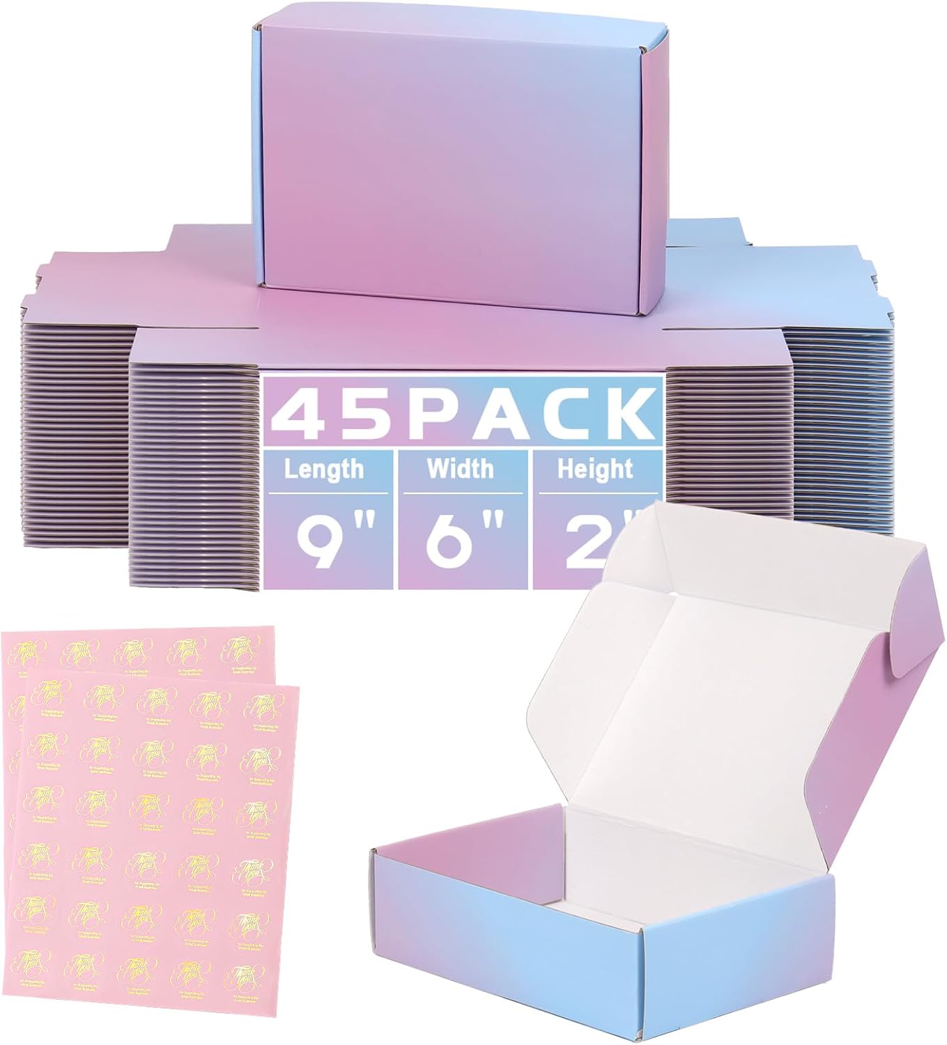 Amazon.com: DERZIFUN 9"x6"x2" Shipping Boxes 45 Pack, Corrugated Packaging Mailer Boxes, ‎Purple ...