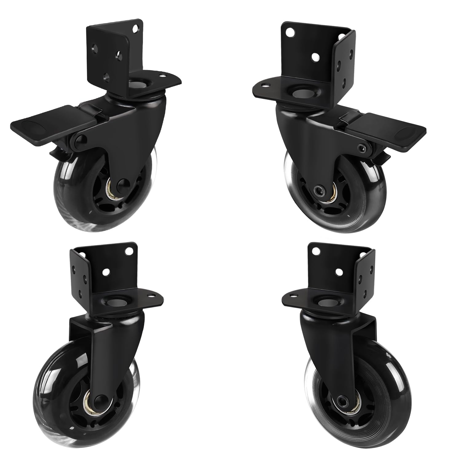 3" Side Mount Caster Wheels, Hirate Heavy Duty L- Shaped Swivel Plate ...