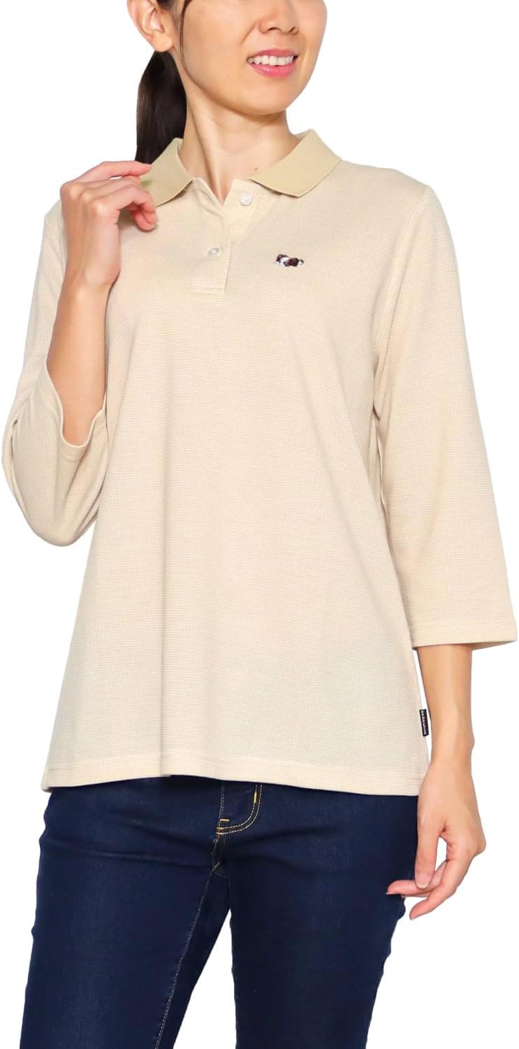 Amazon | [GuGuWorld] グーグーワールド ジャガード7分袖ポロシャツ レディース | ポロシャツ 通販