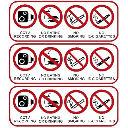 EG 3x CCTV, No Eating or Drinking, No Smoking, No Vaping Vinyl ...