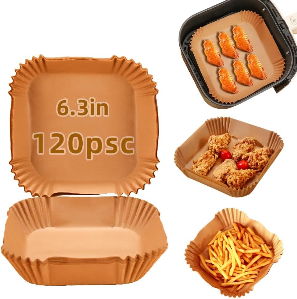 SJMR 120pcs Air Fryer Paper Liners - 7.9 Inch Disposable Parchment ...