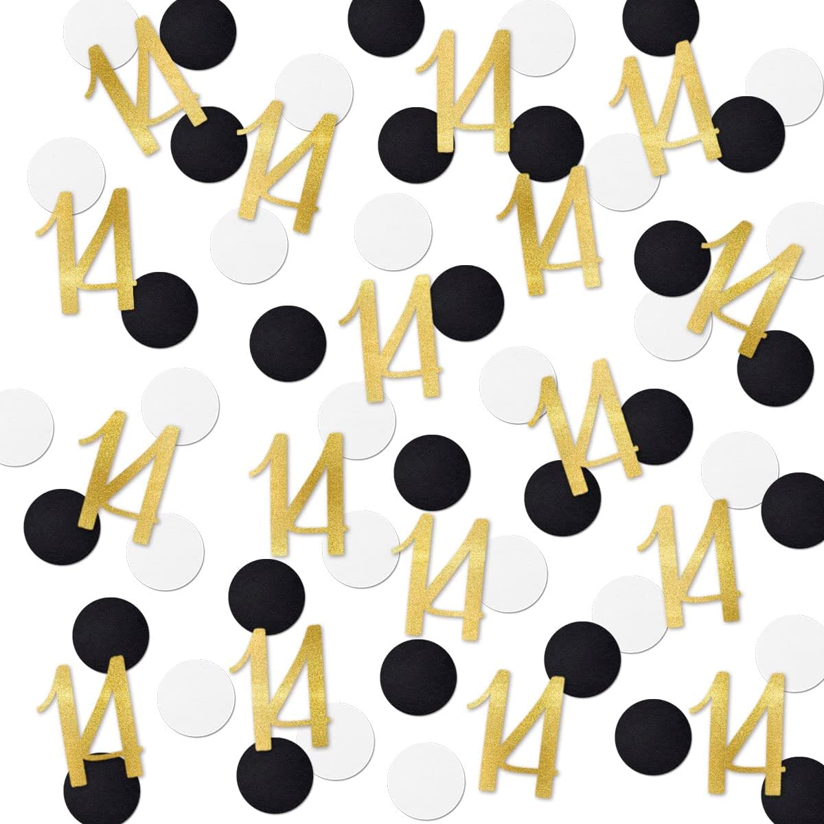 Amazon.com: Gold Glitter 14 Confetti, 14th Birthday Number Confetti ...