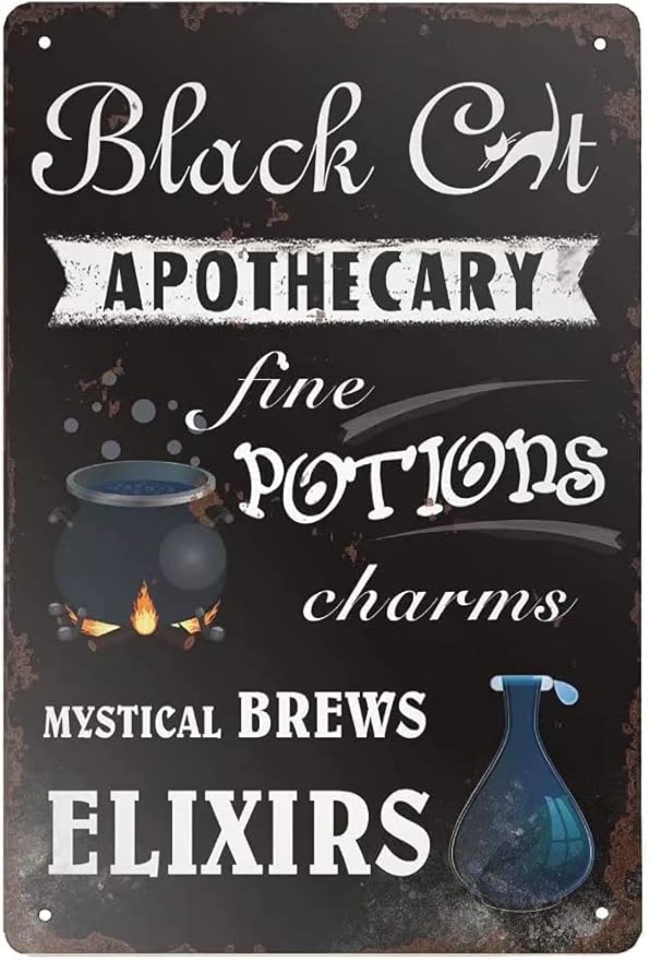 Amazon.com: Buywell Vintage Wall Metal Poster Black Cat Apothecary ...