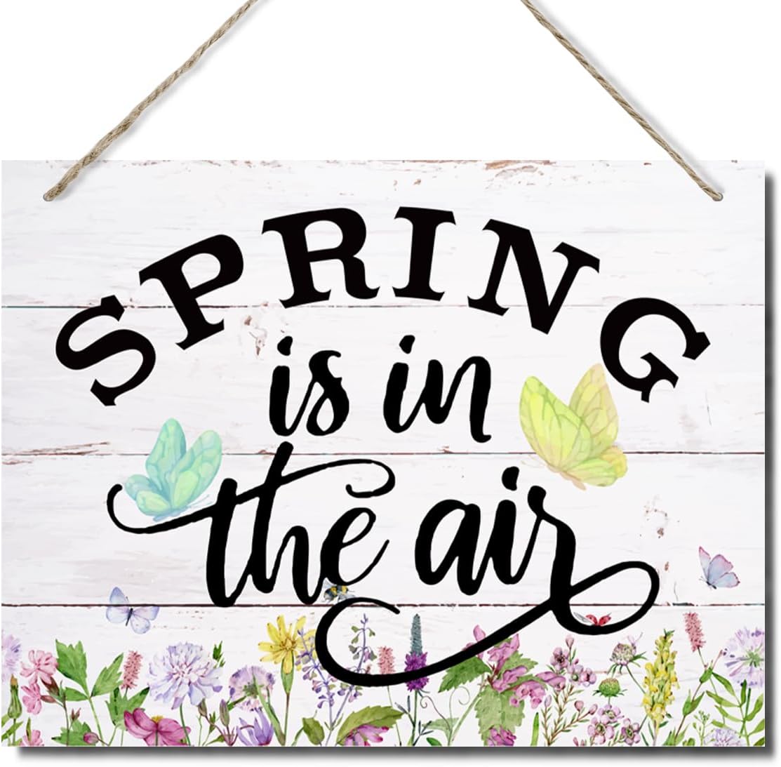 Amazon.com: Spring Wood Sign, Decorative Hanging Wood Plaque for Wall ...