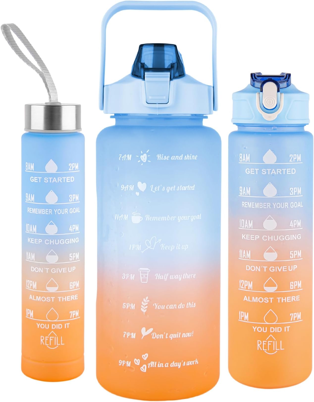 Amazon.com: Water Bottles 3 In 1 Non-Toxic 3pcs set 2L Motivational ...