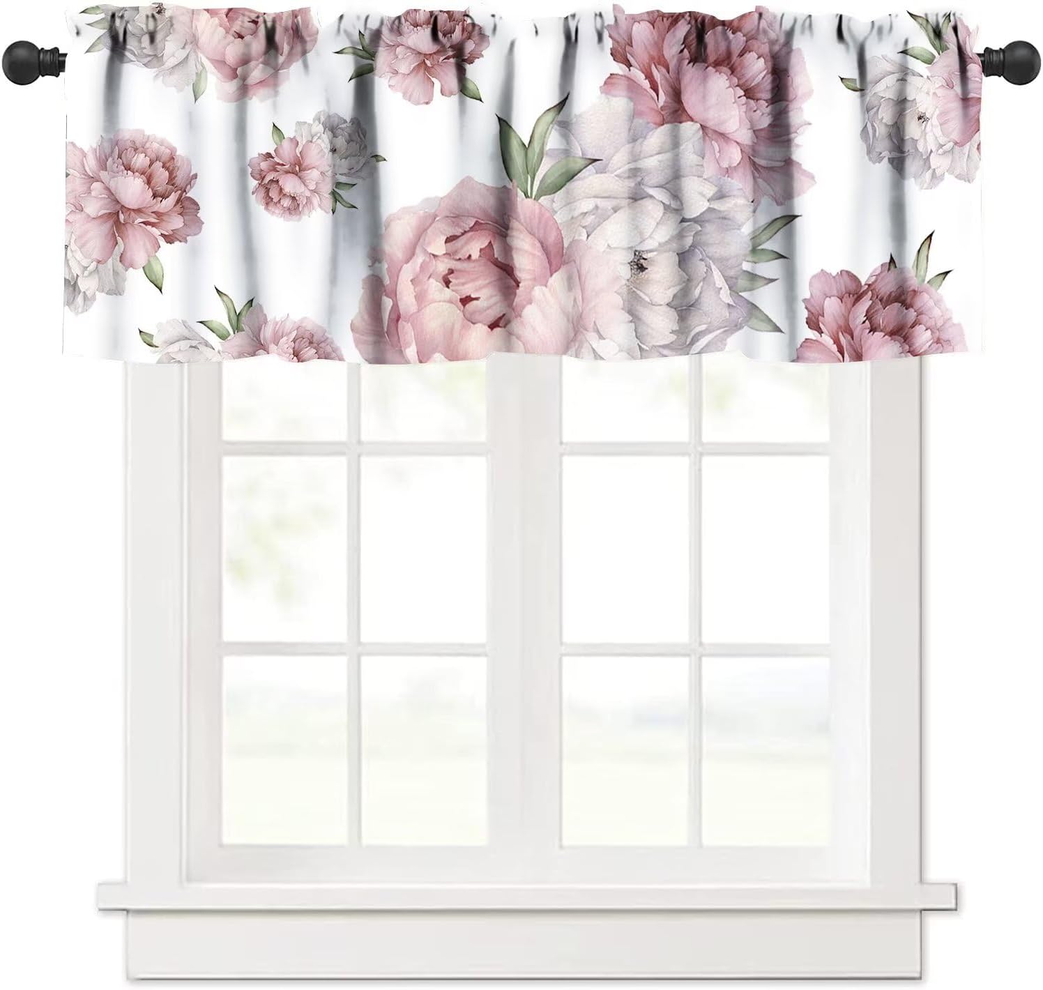 Amazon.com: JESTRONRY Watercolor Pink Floral Window Valance Curtain ...