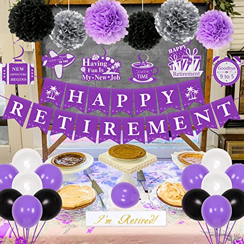 JOYMEMO 29Pcs Retirement Party Decorations Purple for Women, Happy ...