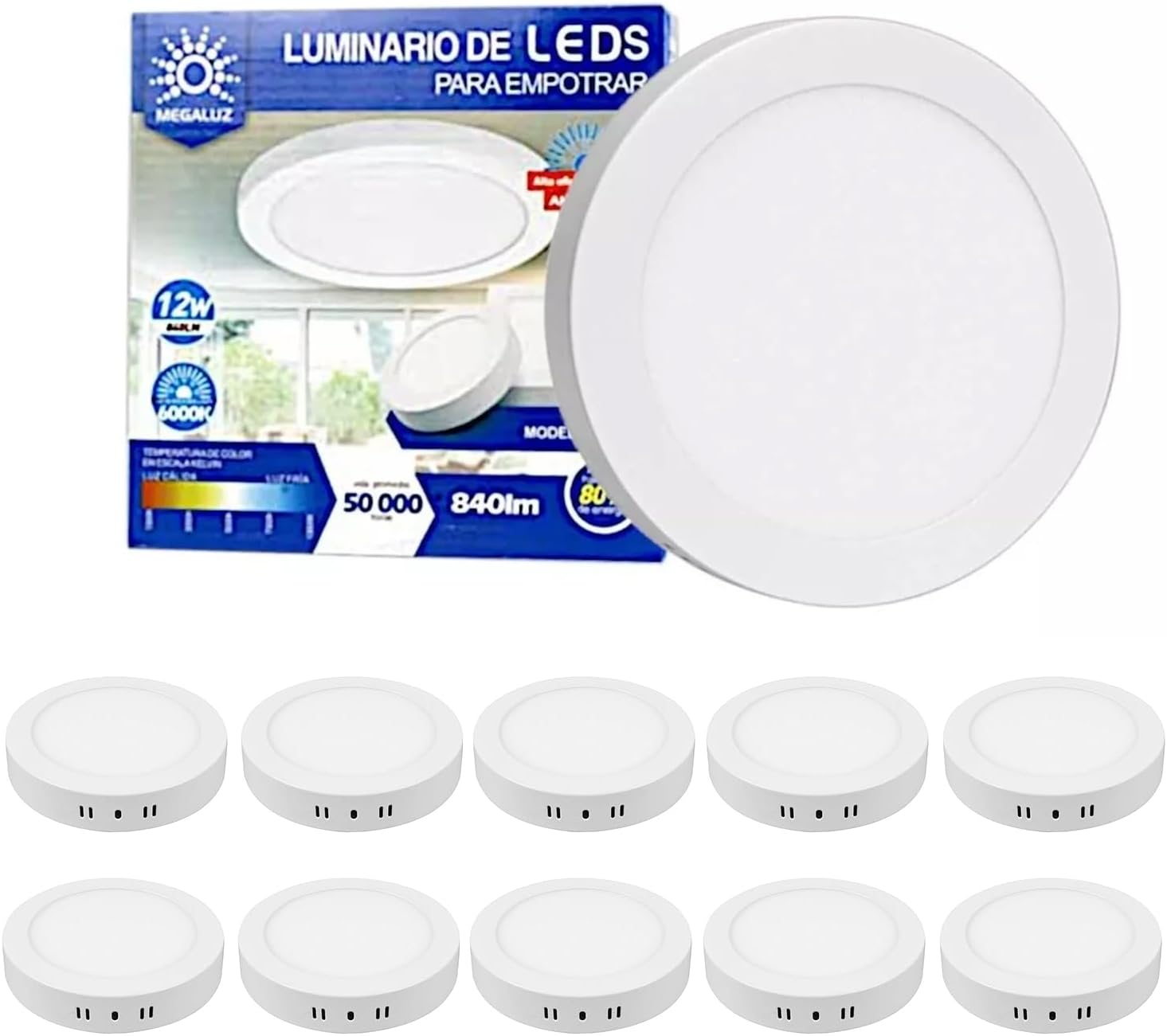 Paquete 10 Plafon Led Luminarias Led 12w Ilumina 65w Empotrar 17cm Lampara Panel Led : Amazon ...