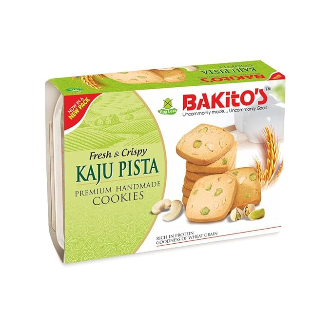 BAKITO'S Handmade Premium Wheat Grain Kaju Pista Cookies, 350 Grams ...
