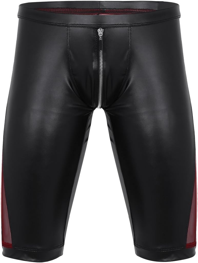 Amazon.com: Agoky Men's Shiny PVC Patent Leather Boxer Briefs Zipper ...