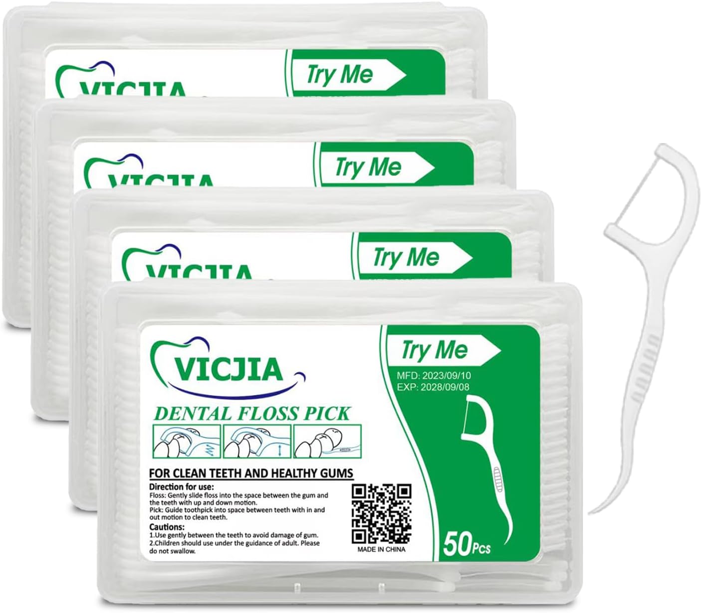 Amazon.com : VICJIA Tooth Floss Picks Unflavored Dental Floss for Teeth ...