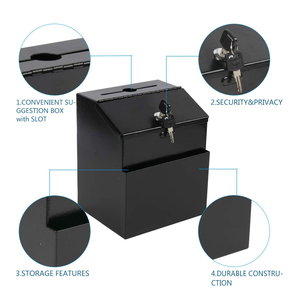 KYODOLED Metal Suggestion Box with Lock Wall Mounted Ballot Box ...
