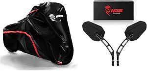 Amazon.com: MZS Motorcycle Cover + HD Motorcycle Mirrors Black : Automotive
