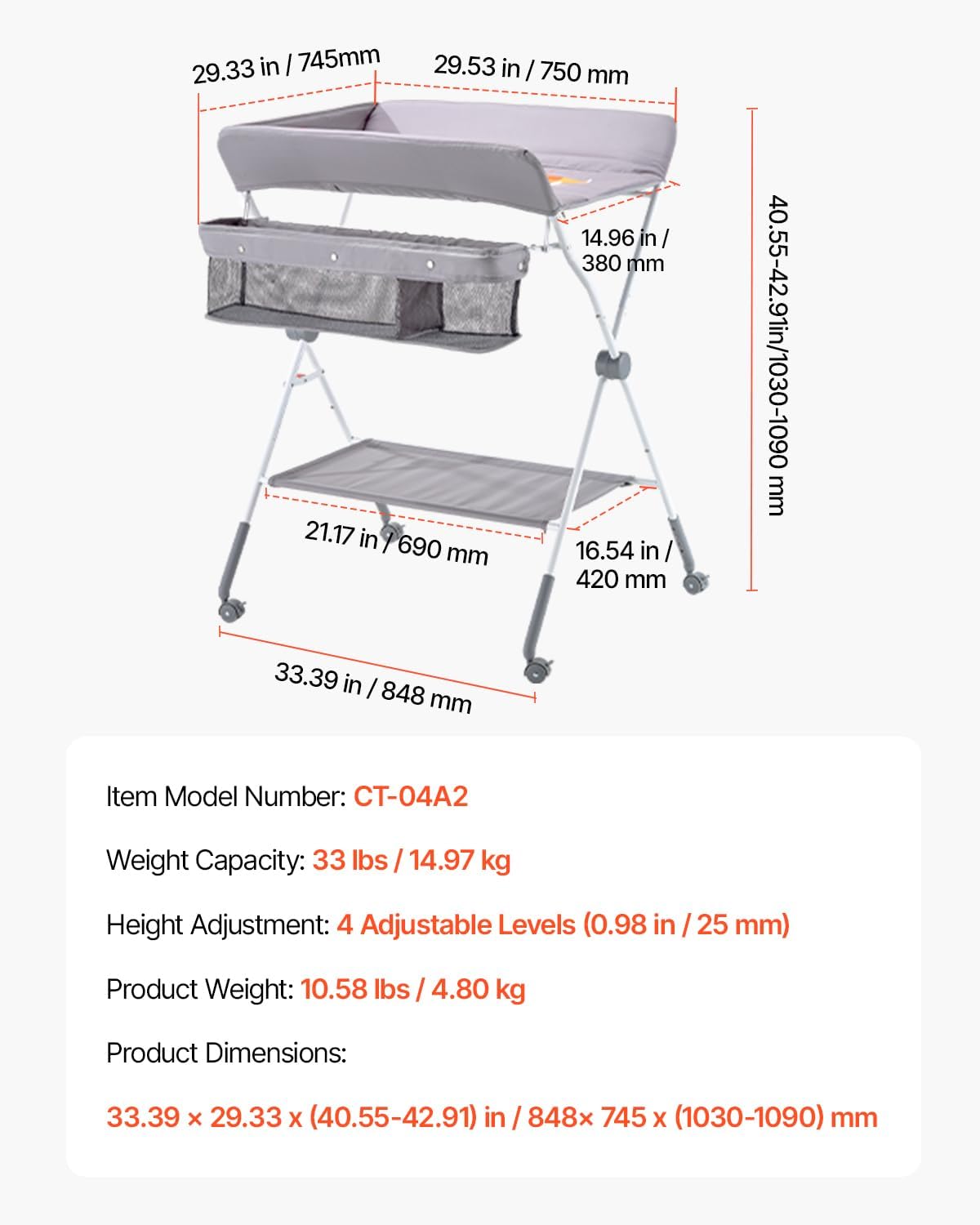 VEVOR Baby Changing Table CT-04A2 Instruction Manual