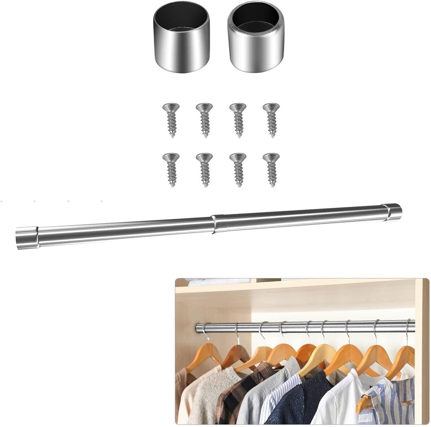 Amazon.com: Extendable Stainless Steel Wardrobe Rail, Adjustable ...