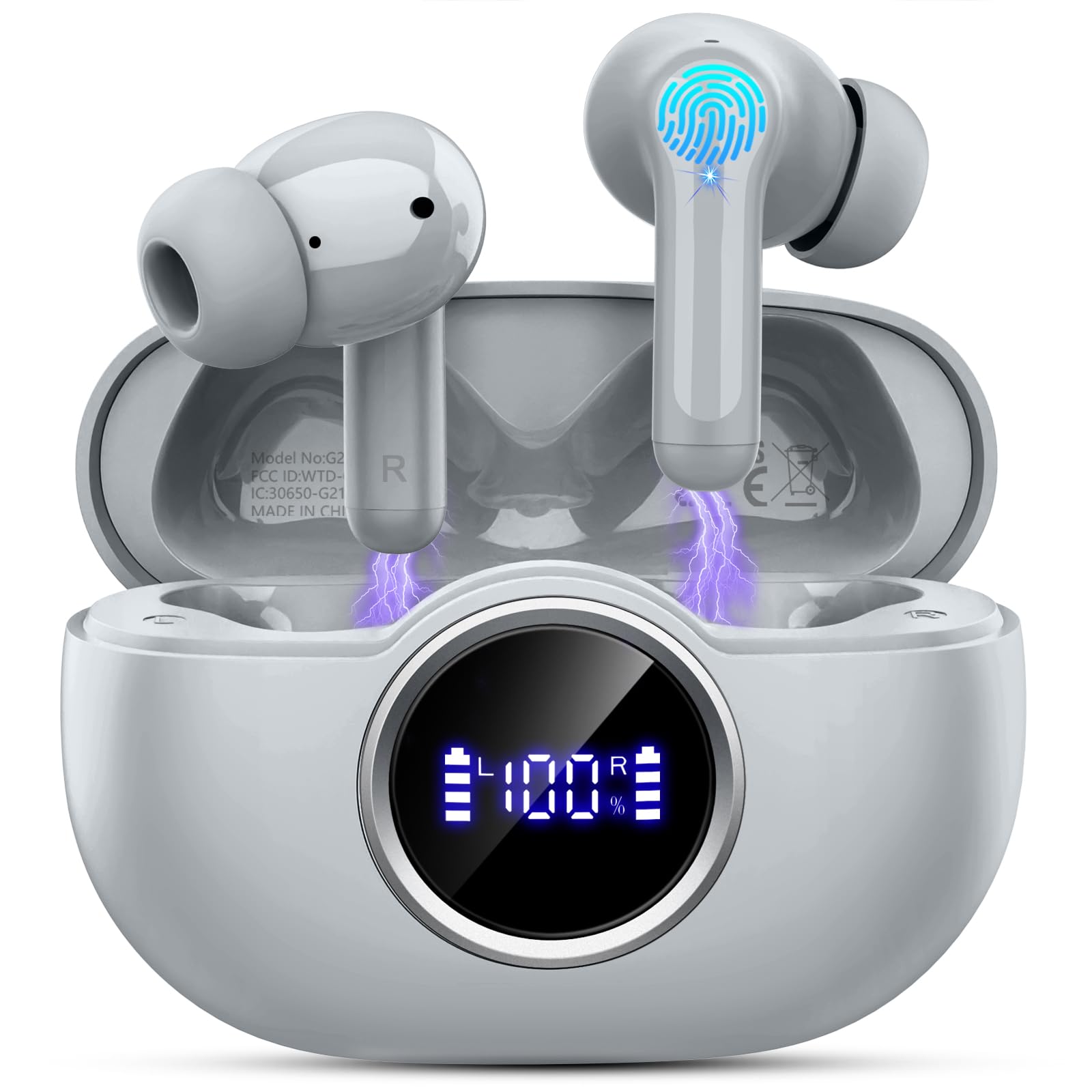 Wireless Earbuds, Bluetooth 5.4 Headphones Deep Bass HiFi Stereo, New ...