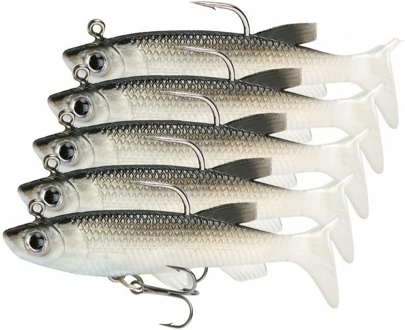 5X Soft Plastic Vibe Lures Poddy Mullet Flathead Jig Heads Barra Cod Fishing : Amazon.com.au ...