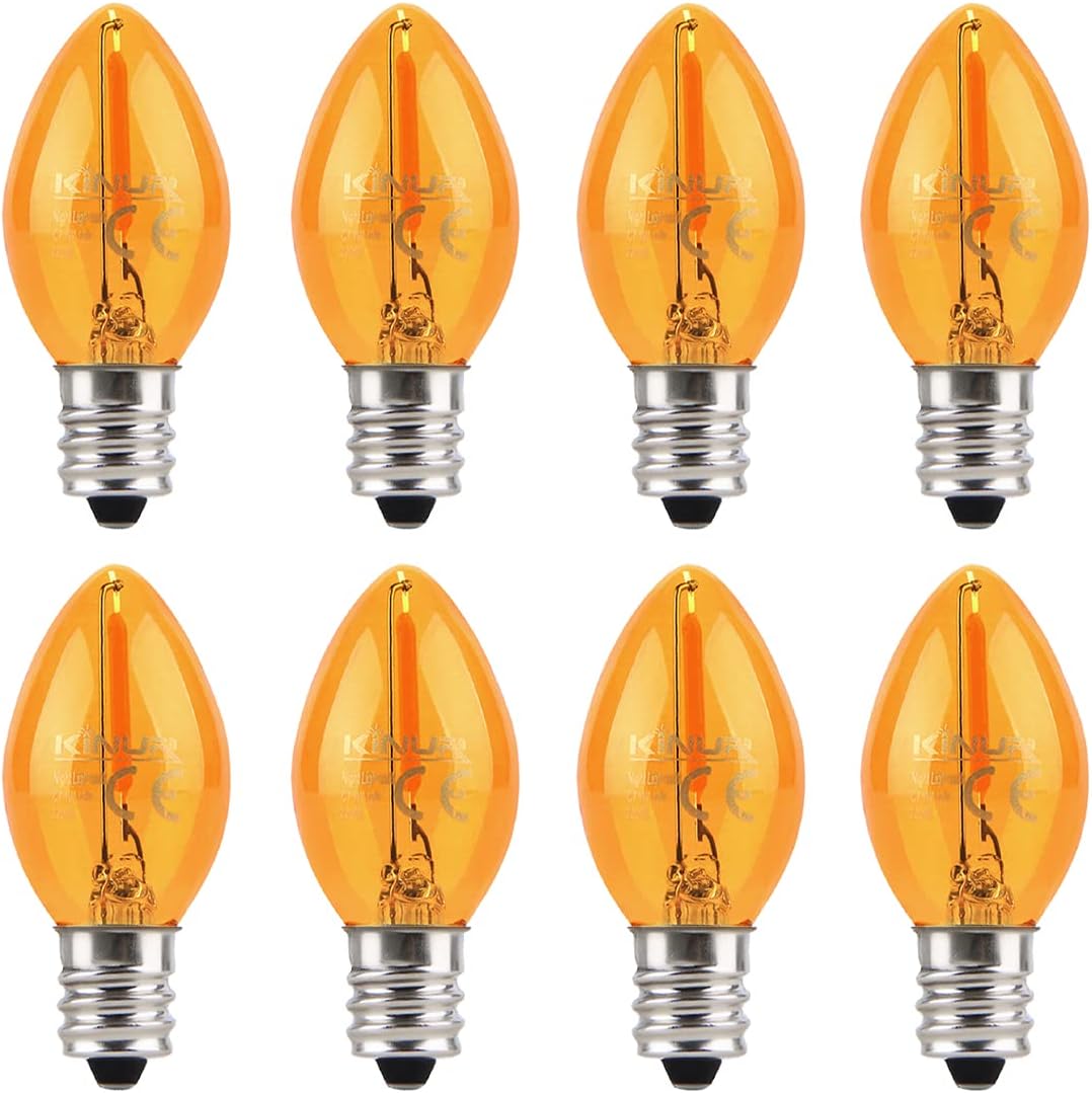 KINUR C7 LED Bulbs, led Night Light Bulb E12 Candelabra Base Amber ...