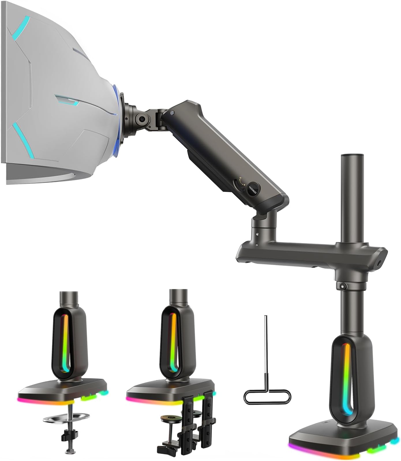Amazon.com: HUANUO RGB Heavy Duty Monitor Arm for Ultrawide Screens up ...