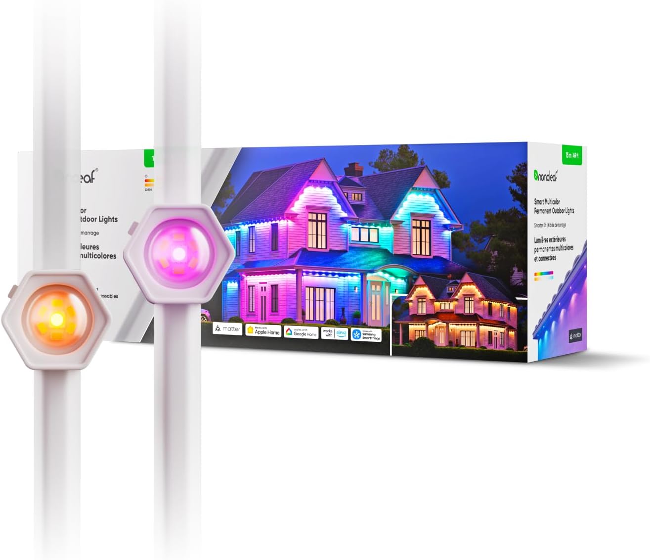 Nanoleaf Matter Permanent Outdoor Lights, Smart RGBCW Outdoor String ...