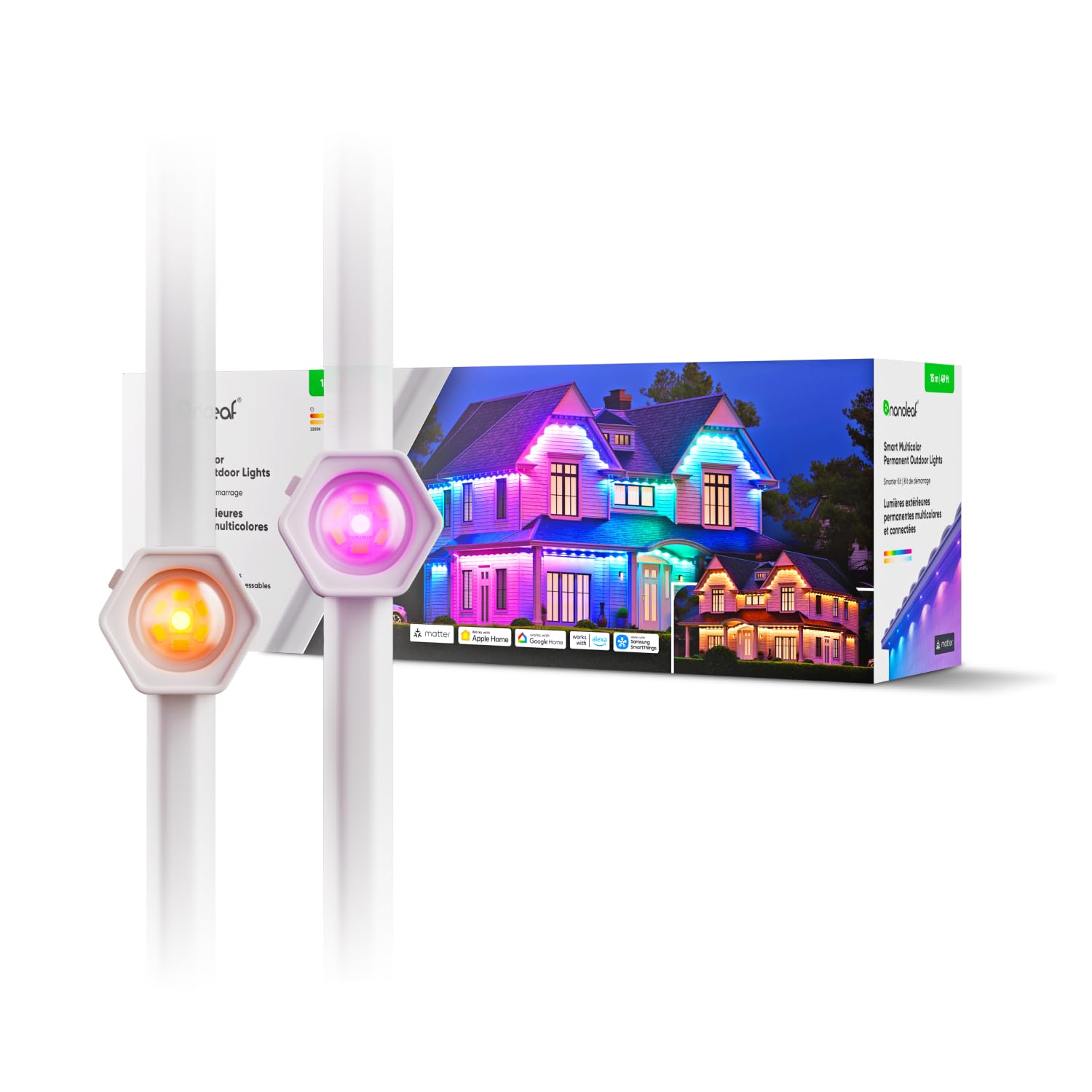 Nanoleaf Smart Multicolor Permanent Outdoor Lights Smarter Kit 49ft ...