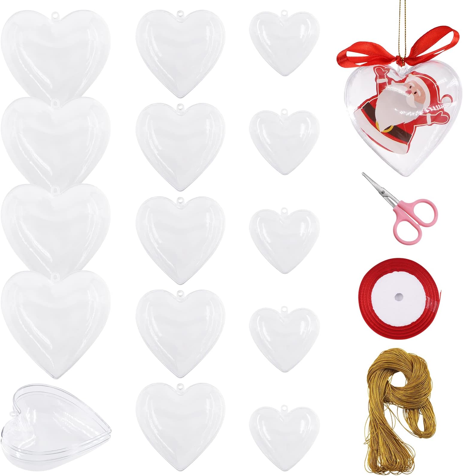 Amazon.com: 2 Clear Plastic Ball Heart Fillable Ornament Favor 4 ...
