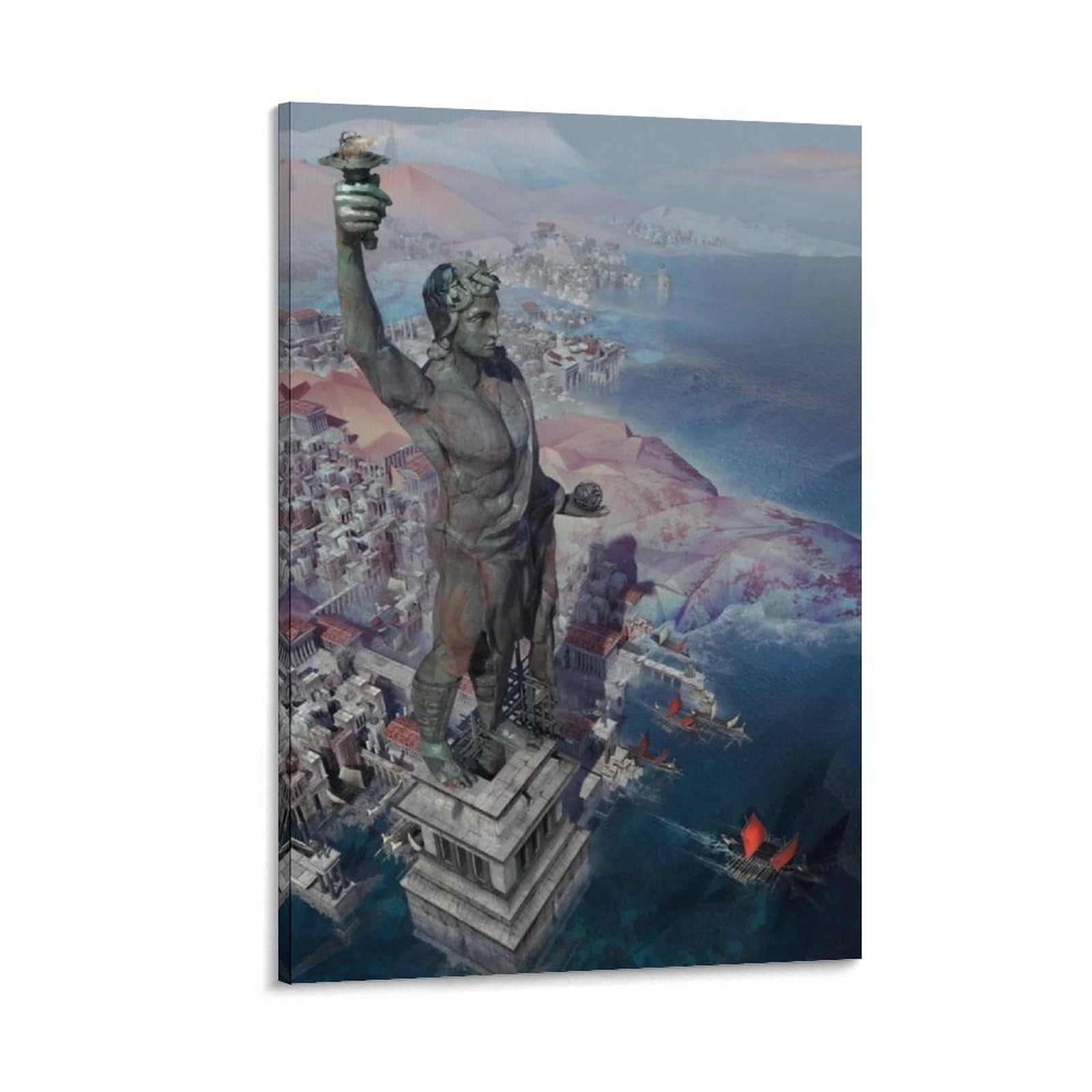Amazon.com: XOPE Colossus of Rhodes Ancient Ruins Poster (2) Home Decor ...
