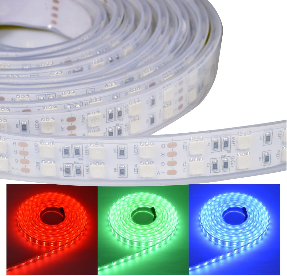 Amazon.com: Super Bright 12V Double Row 600LED LED Strip Light, IP67 ...