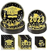 Amazon.com: 36pcs Graduation Decorations for Class of 2023- Black Gold ...