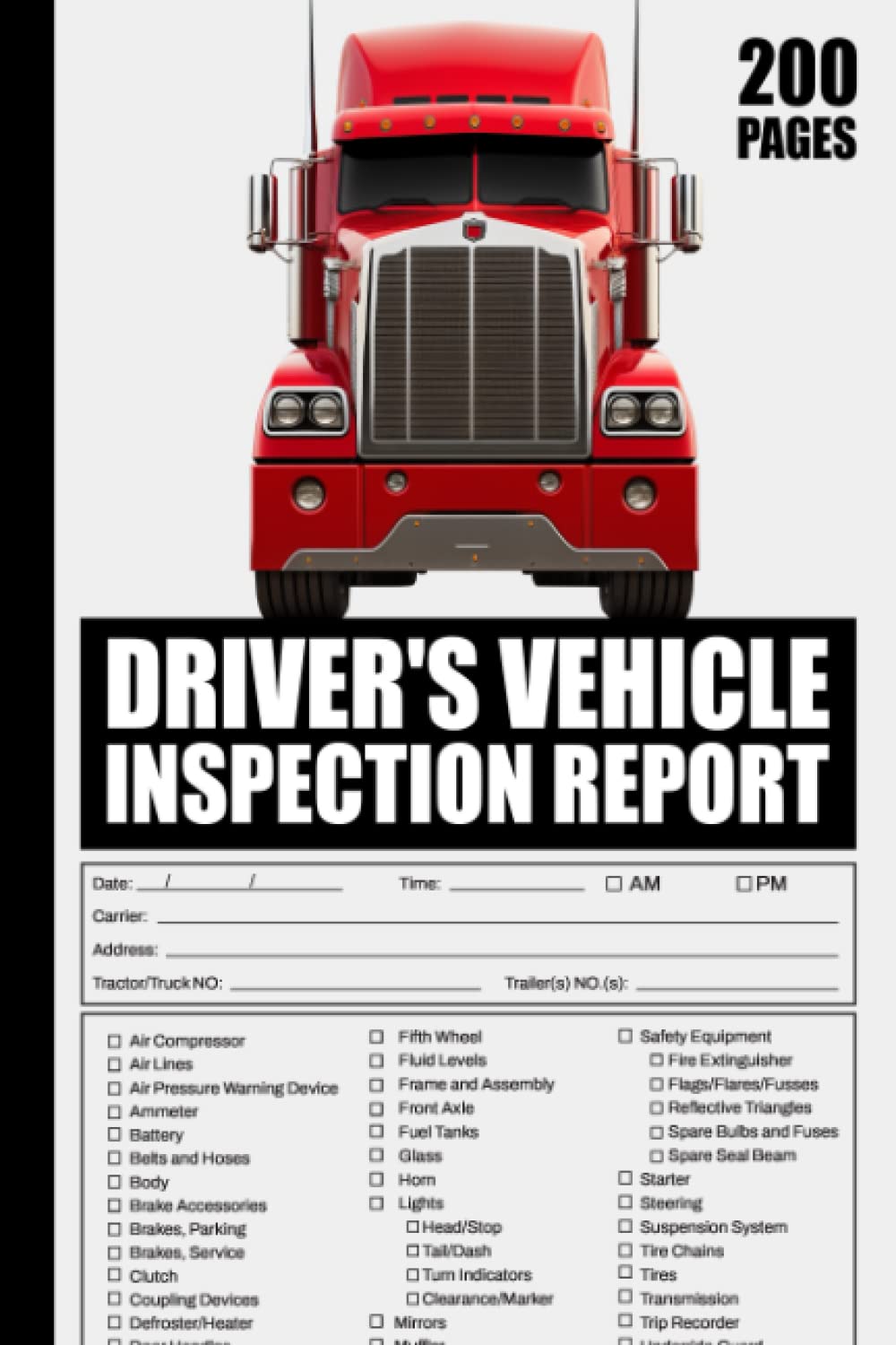 Driver’s Vehicle Inspection Report: Daily Inspection Checklist Log Book ...