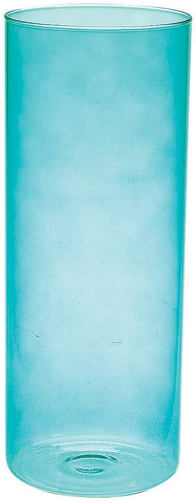 Amazon.com: Teal Cylinder Vase, Glass, 10 inch - Home Decor - 1 Piece ...