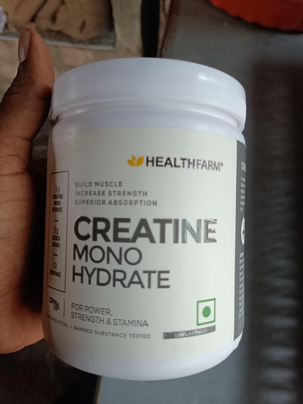 Healthfarm Creatine Monohydrate Powder - 3g of Micronized Creatine ...