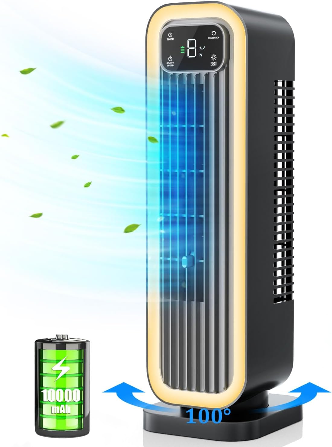 Amazon.com: let'me Desk Fan, 14.6 Inch Oscillating Office Fan, 10000mAh ...