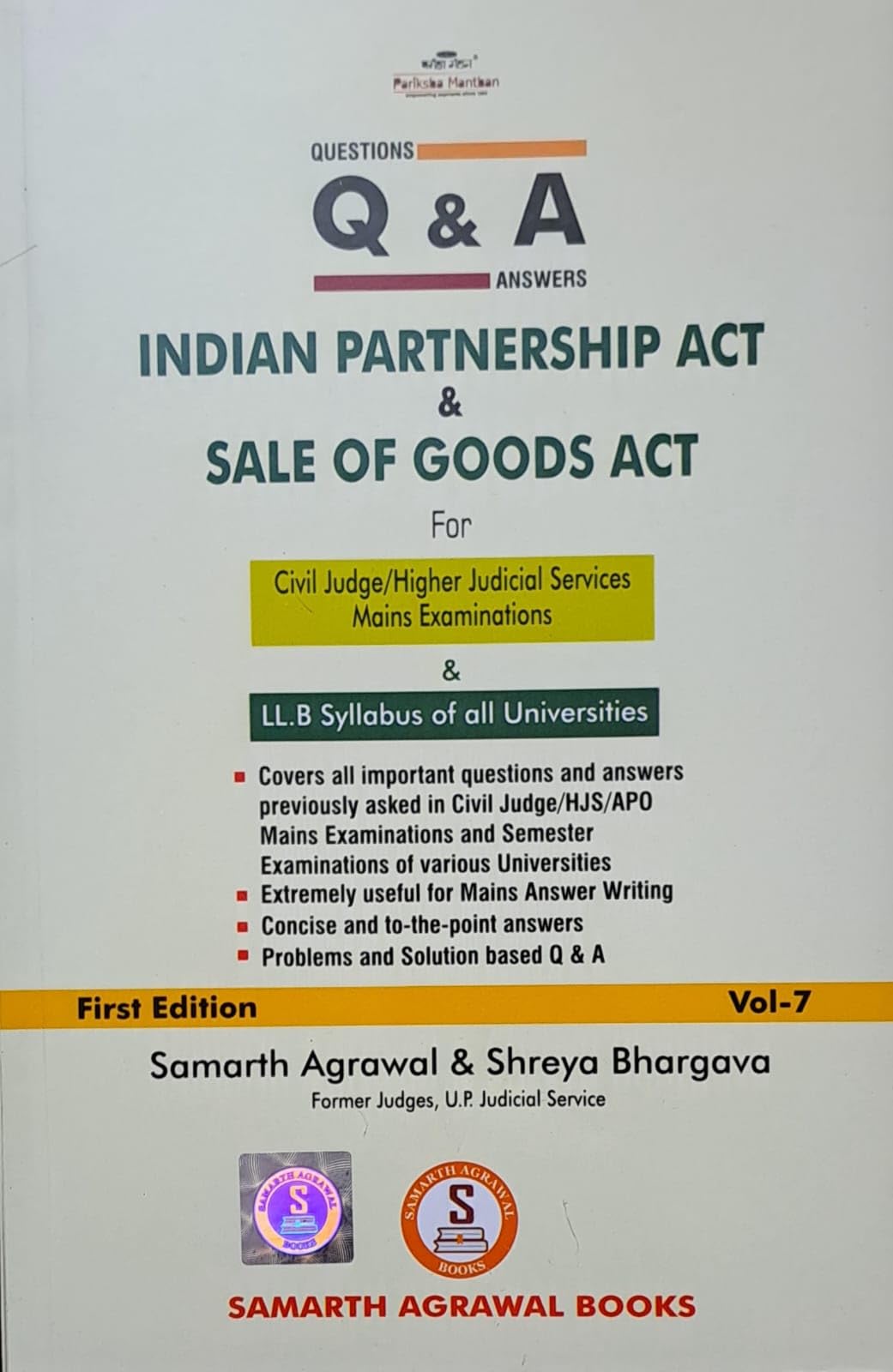 Buy Questions and answers Indian partnership act and sale of goods act ...