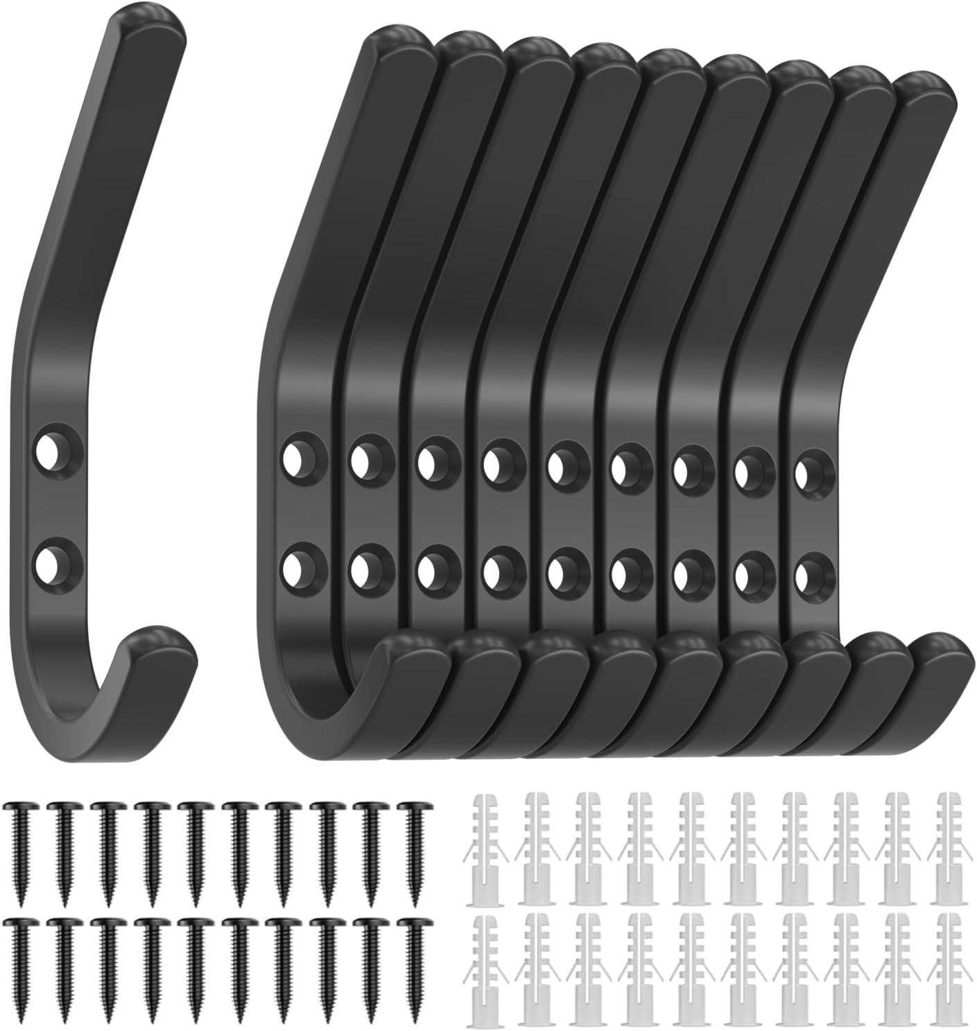 Amazon.com: 6 Pack Coat Hooks Wall Mount - Heavy Duty Hat Hangers ...
