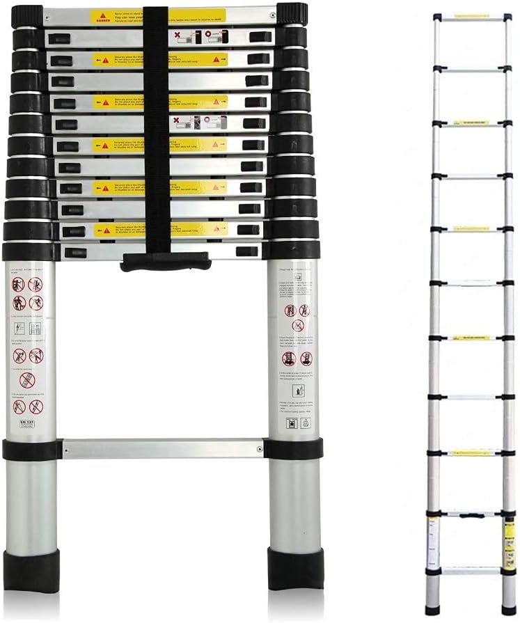 Nestling Échelle Télescopique 3,8M en Aluminium Bricolage Pliable ...