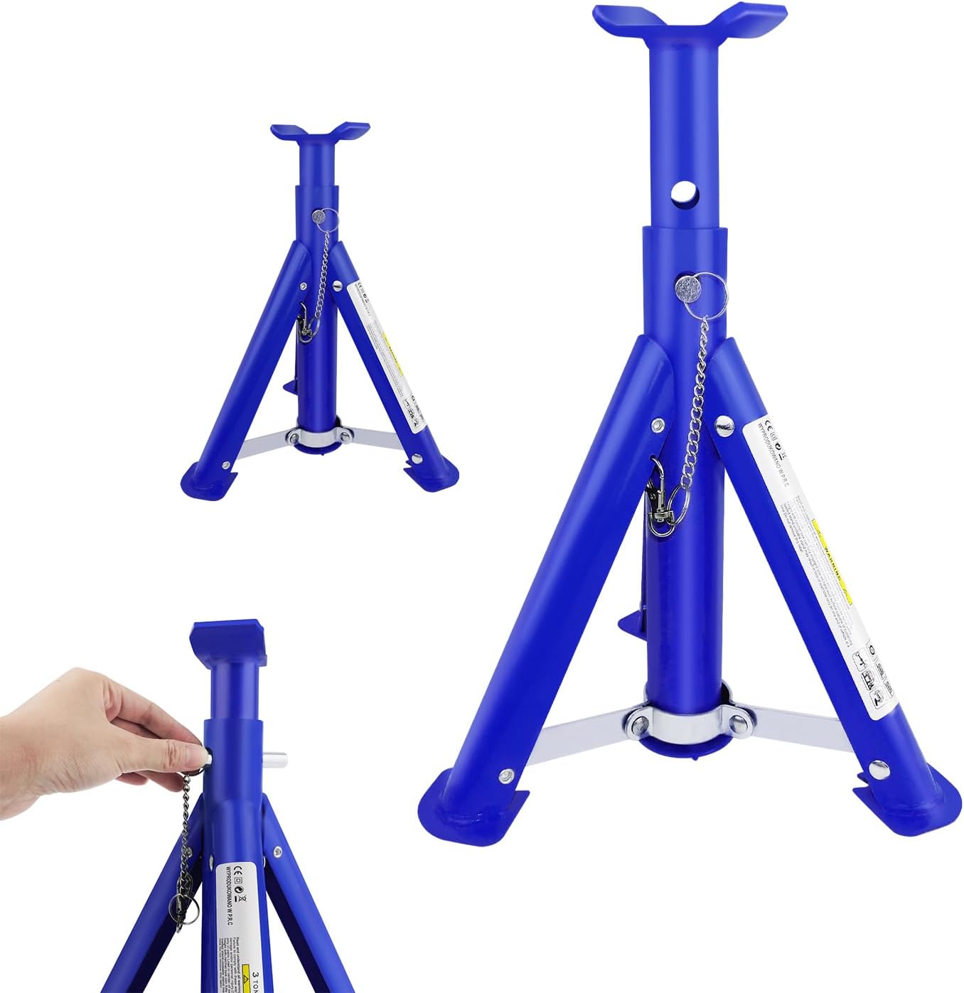 Folding Axle Stand Car Jack Stand 4 Levels Adjustable Height Range: 29 ...