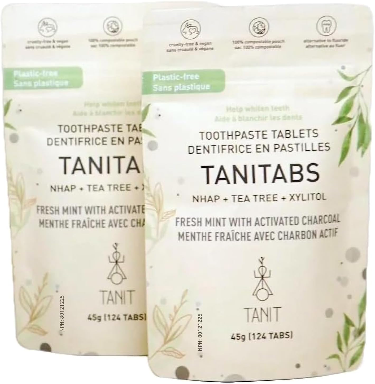 TANIT - TANITABS Mint Charcoal Toothpaste Tablets, Fluoride-Free & Eco ...