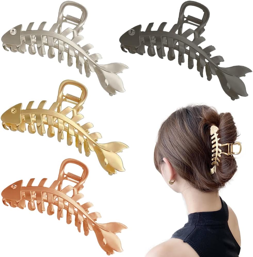 Amazon.com : YKZFUI Fish Bone Shape Design Hair Clip, 1 Pcs Metal Hair ...